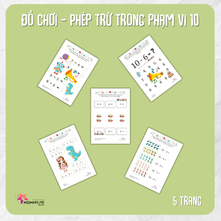 Tải về (FILE MỀM) Phiếu bài tập (Worksheet) Đồ Chơi – Phép trừ trong ...